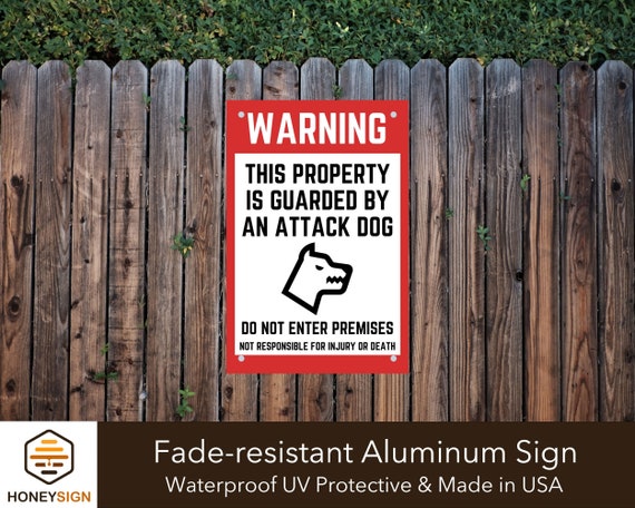 Beware of Dog Sign Attack Dog on Duty Warning Aluminum Sign | Etsy
