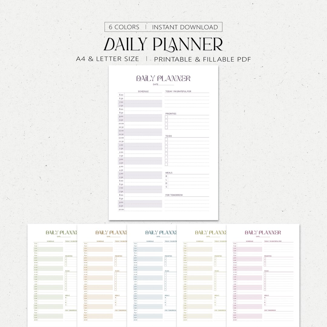 Daily Printable Planner Hourly Half Hour, Time Blocking Template, PDF ...