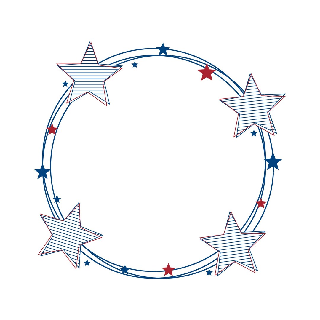 Patriotic Circle Frame SVG, 4th of July Monogram Border, Round USA Flag ...