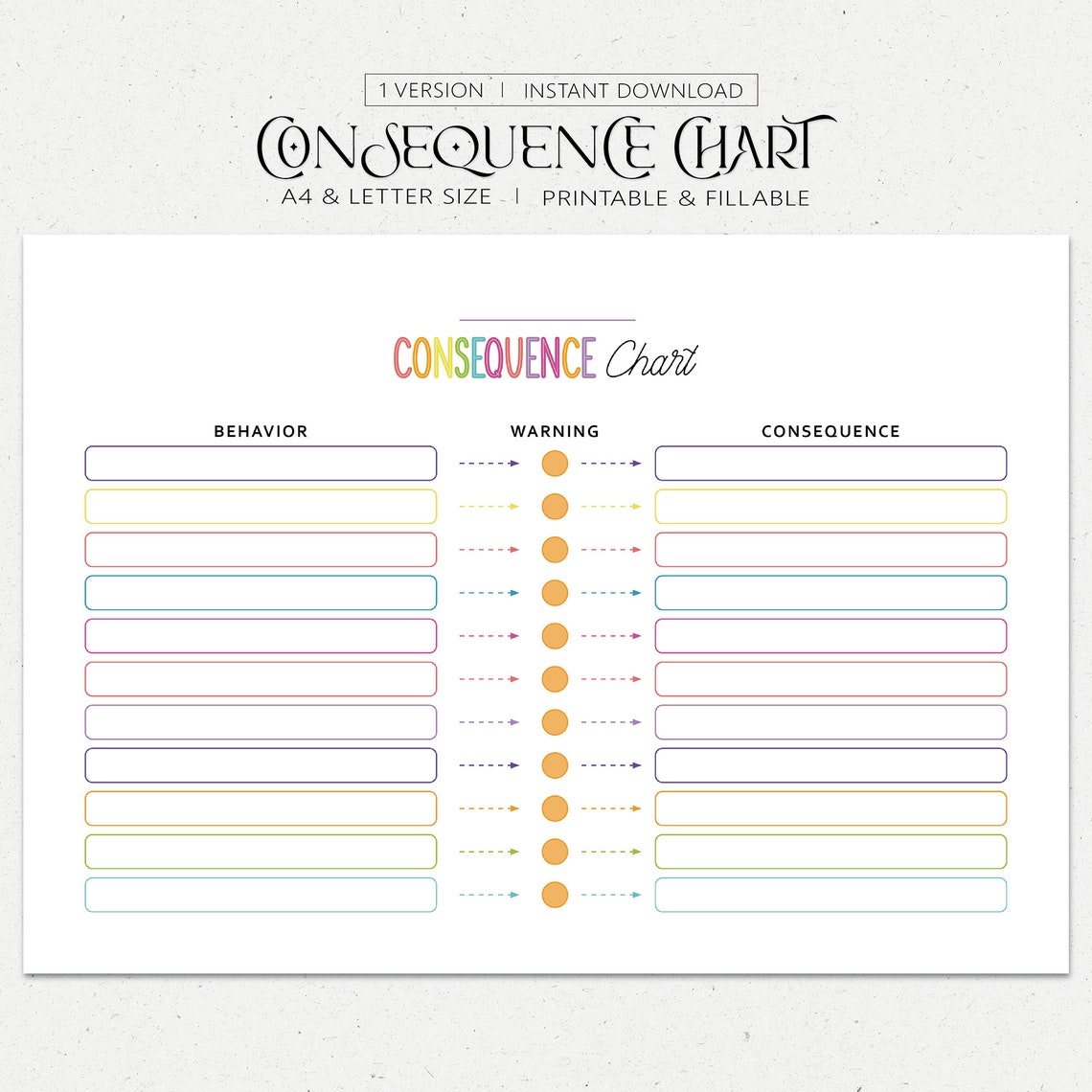 Behavior Consequence Chart, 1 Strike Warning Chart, Responsibility ...