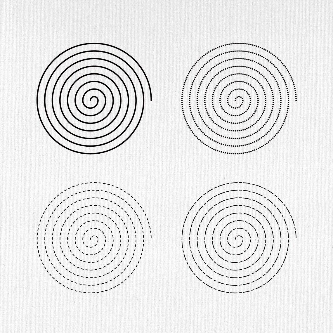 Linear Spiral Svg Bundle Dotted Spiral Png Dashed Spiral Pdf | Etsy