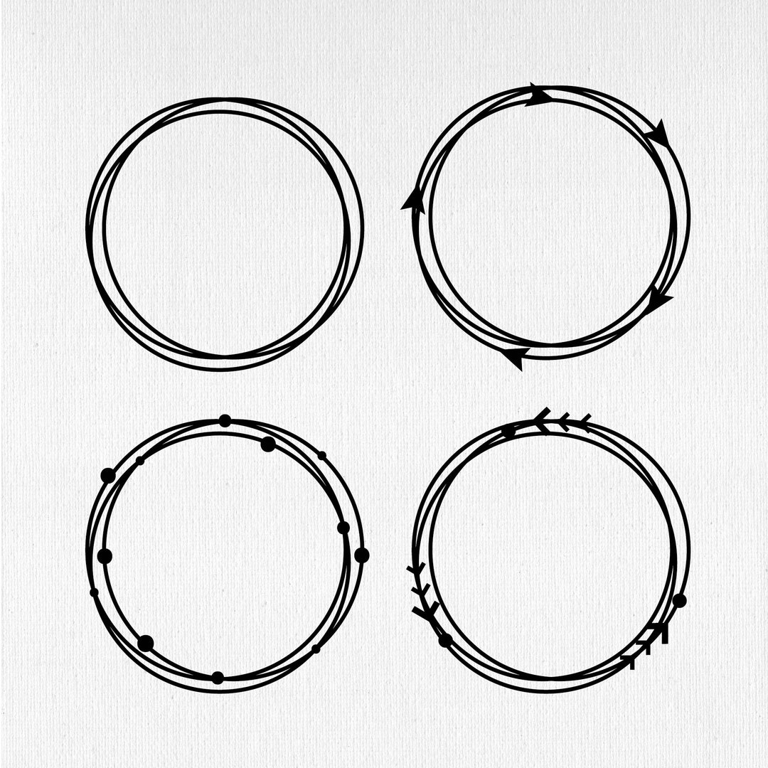 Sketch Line Circle SVG Bundle, Arrow Circle Frame Svg, Borders Png - Etsy