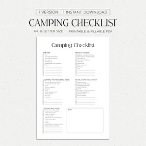 EDITABLE Camping Checklist, Printable Travel Check List, Camp Planner ...