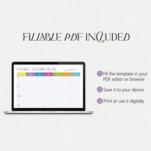 Weekly Lesson Plan, Printable School Schedule, Simple Planner Template ...