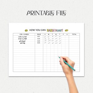 How to Earn Money Chore Chart for Kids, Reward Chart, Kids Routine ...