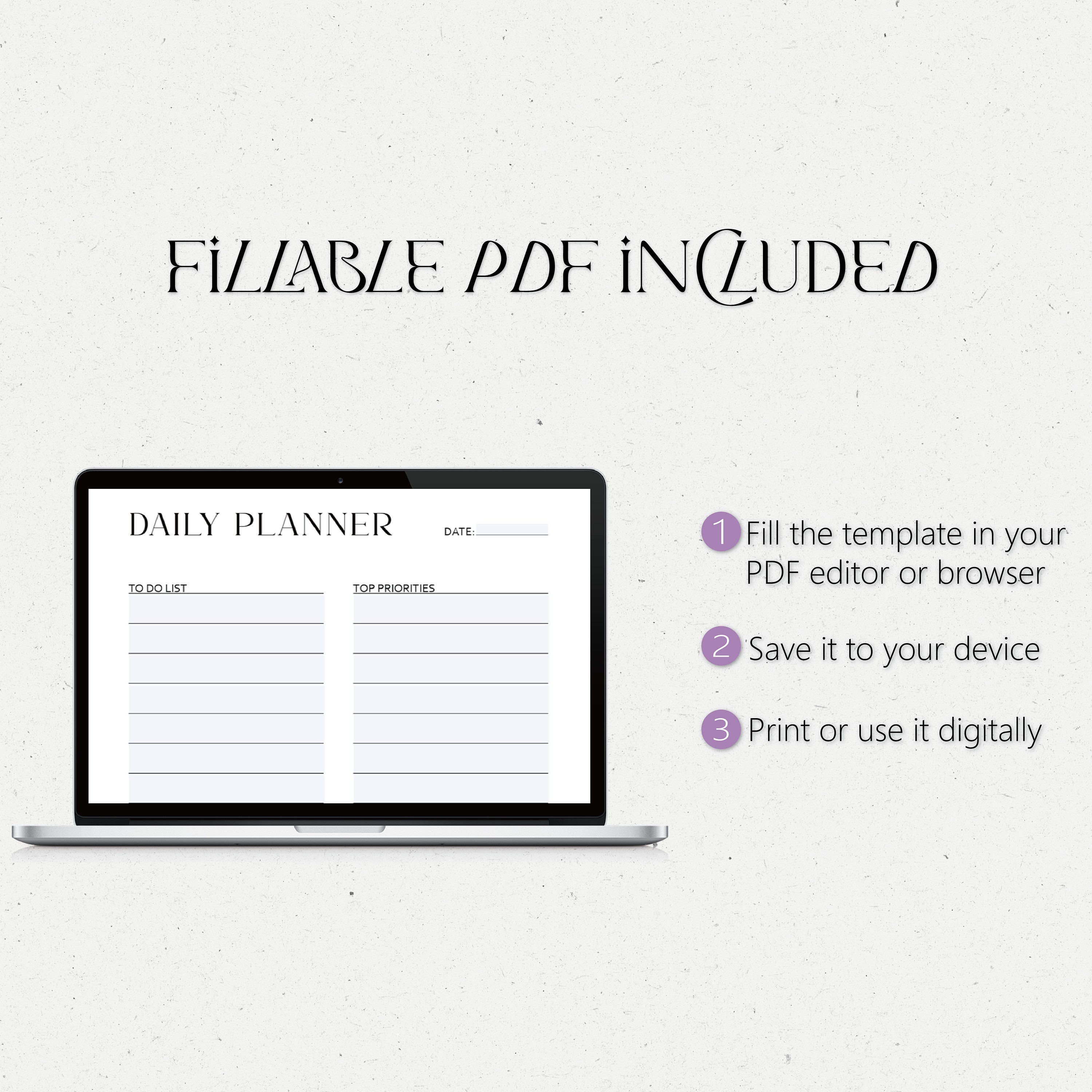 Editable Undated Daily Planner 2024, Daily Schedule Template, Printable ...