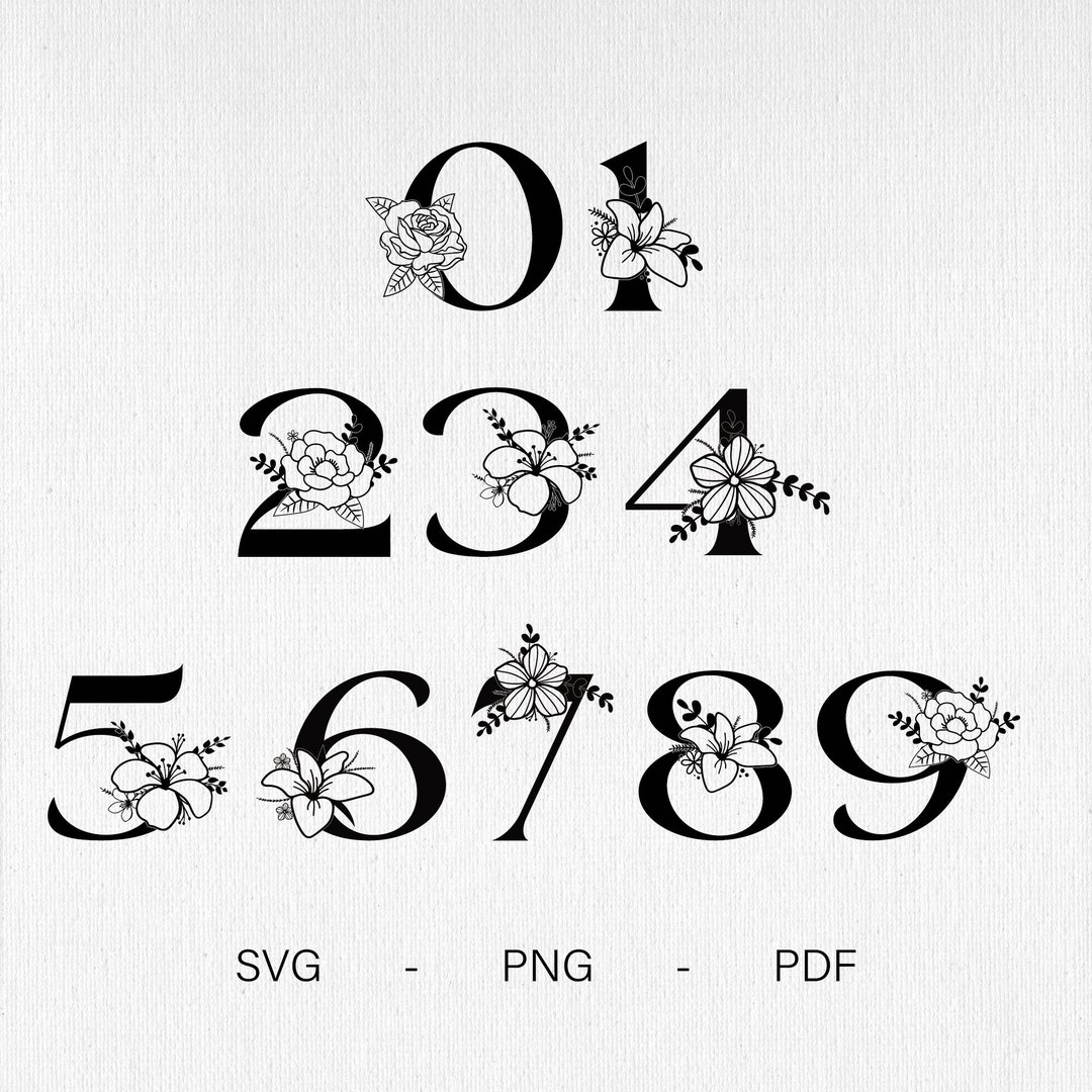 Floral Numbers Svg, Png, Pdf - Etsy