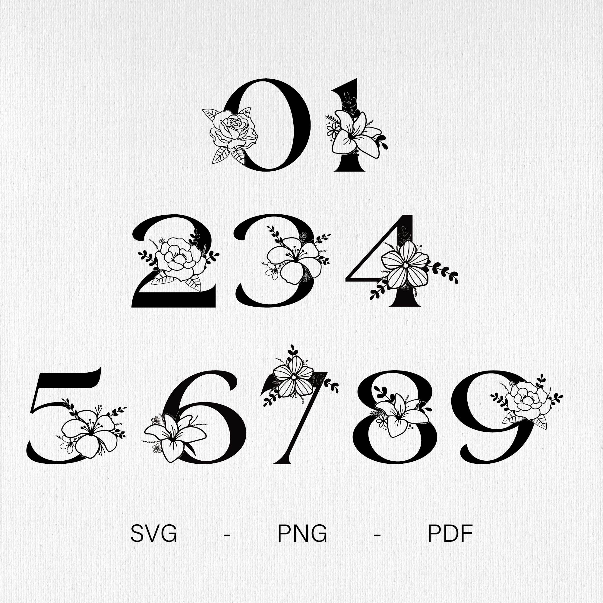 Floral Numbers Svg Png Pdf - Etsy