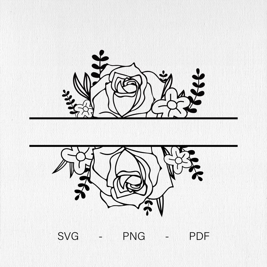 Split Floral Monogram Svg, Png, Pdf - Etsy