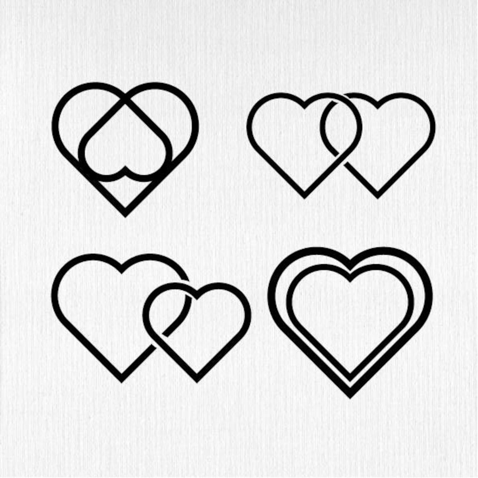 Double Heart Svg Heart Outline Svg Valentine's Day Png - Etsy