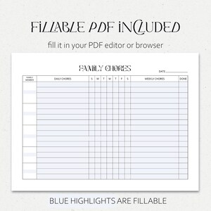 Family Daily Chore Chart, Weekly Chores, 2 / 3 / 4 / 5 Person, A4 ...