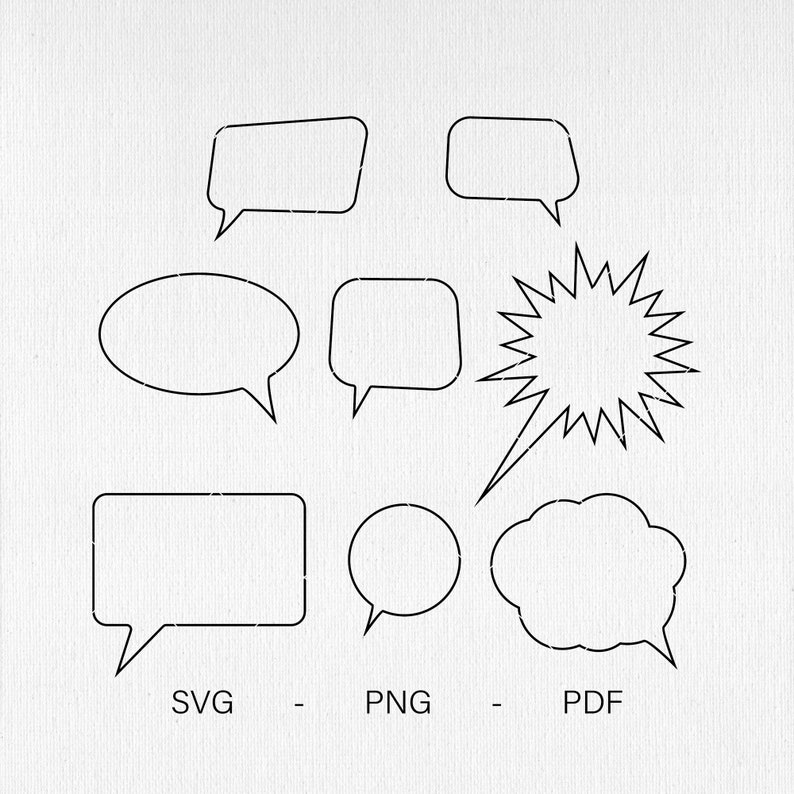 Speech Bubble Svg Chat Box Svg Text Box Svg Png Pdf - Etsy