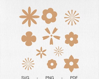 12 Retro Flower Svg Png, Retro Flower Shape Svg, Groovy Flower Svg ...