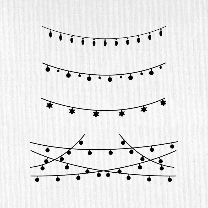 Christmas Lights Svg, String Lights, Garland Banner Lights Svg,clipart ...