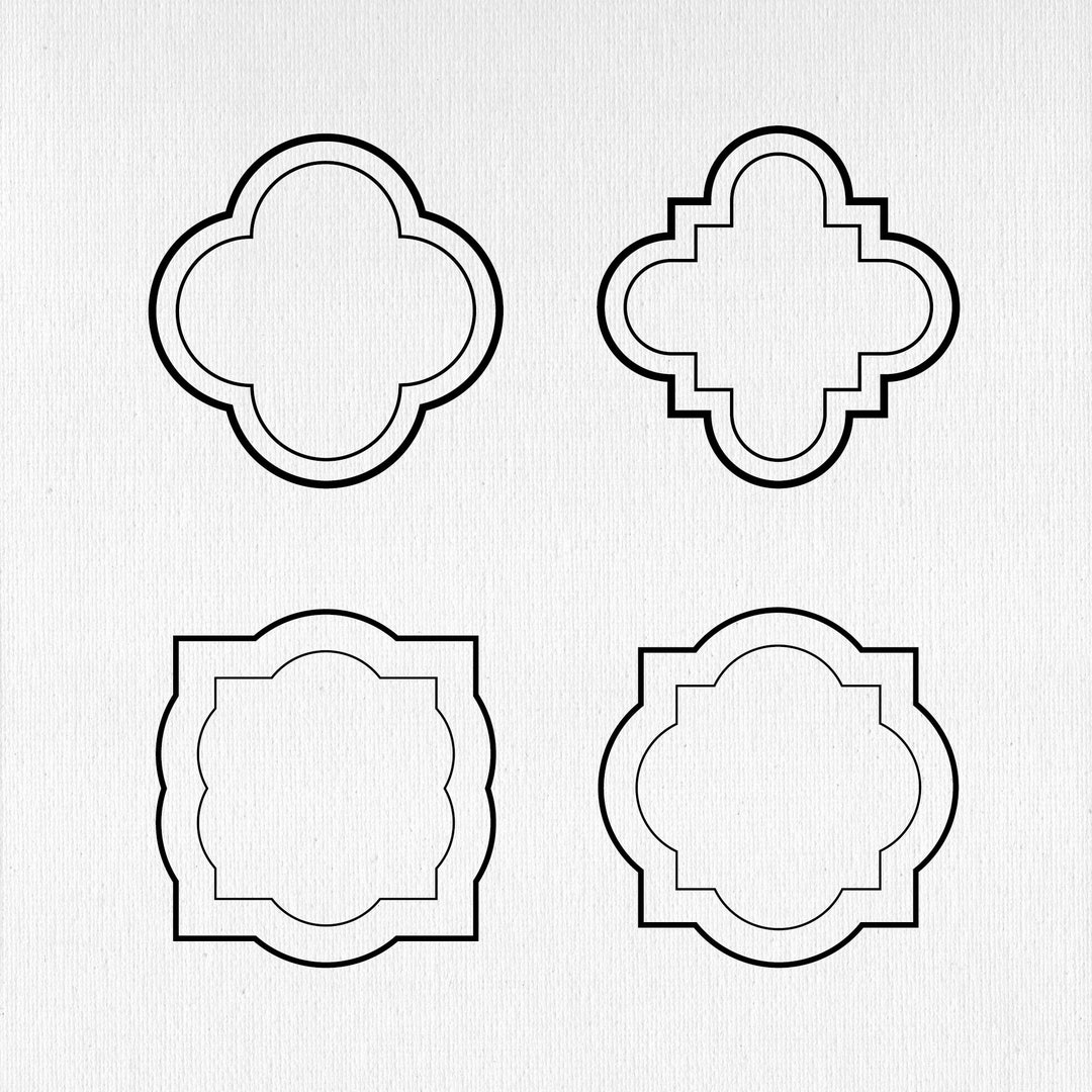 Quatrefoil Shape Cliparts, Frame Svg, Monogram Svg, Outline, Border Png ...