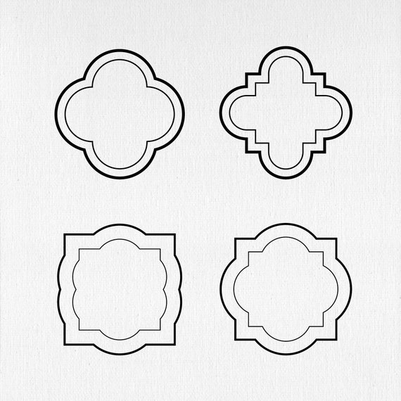 Quatrefoil Shape Cliparts Frame Svg Monogram Svg Outline - Etsy