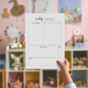 Weekly Chores Chart, Printable Kids Habit Tracker, Daily Planner, Kids ...