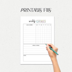 Weekly Chores Chart, Printable Kids Habit Tracker, Daily Planner, Kids ...