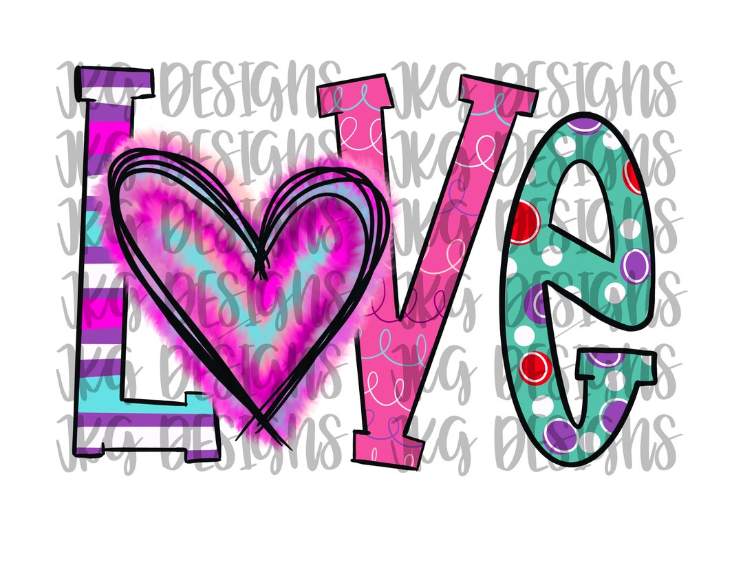 Love Tie Dye Heart Sublimation Design Png Digital Download - Etsy