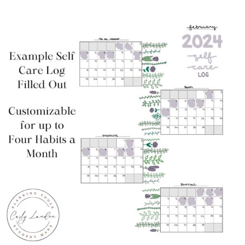 Printable Personalized Self Care Log - Etsy