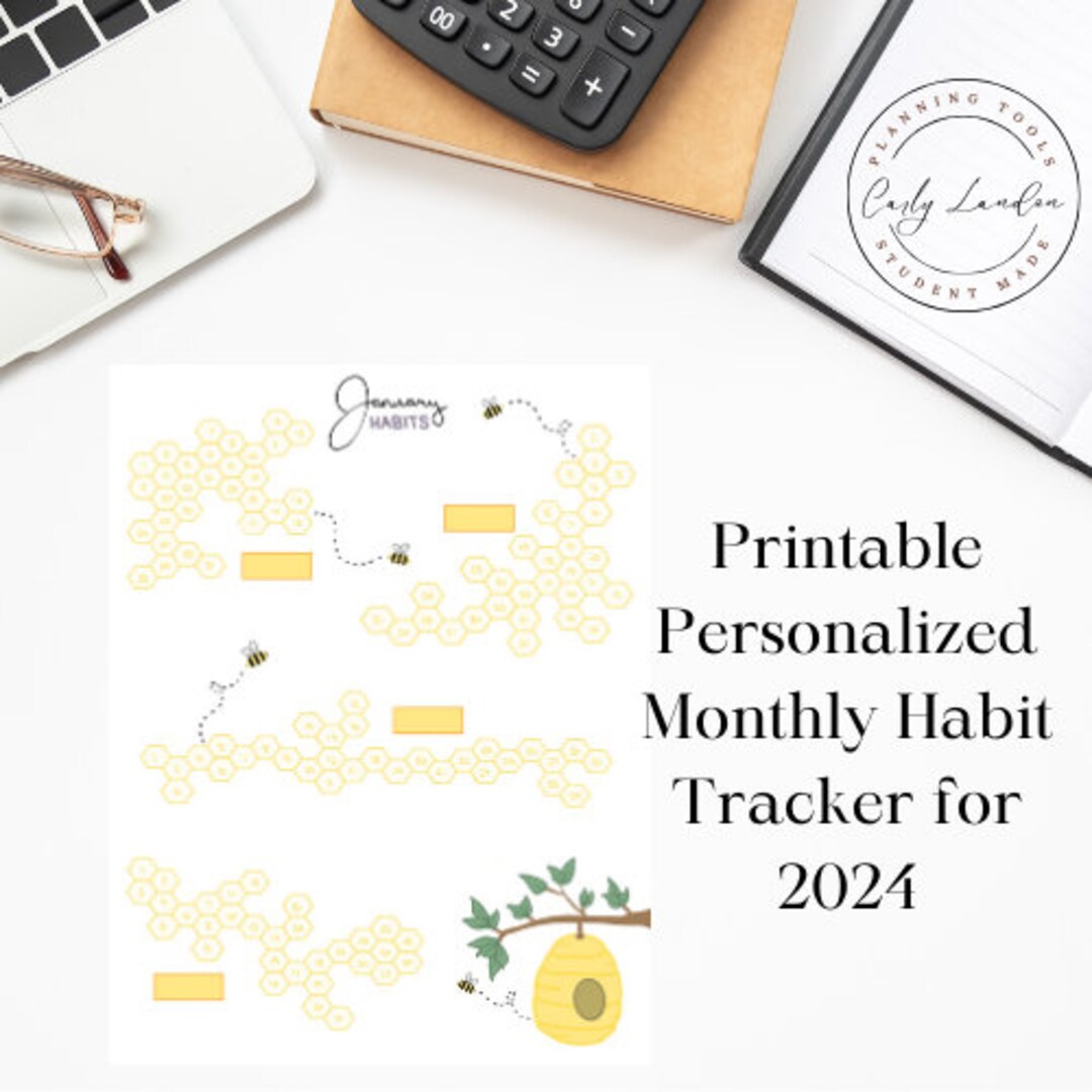 Printable Personalized Monthly Habit Tracker for 2024 - Etsy