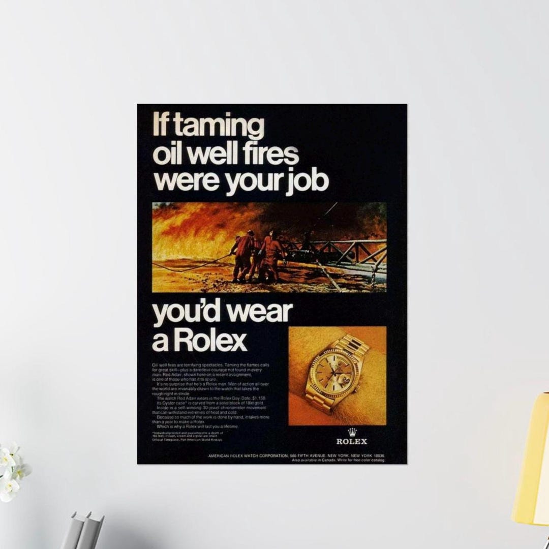 Vintage Rolex Ad Matte Vertical Posters, Classic Watch Wall Art Office ...