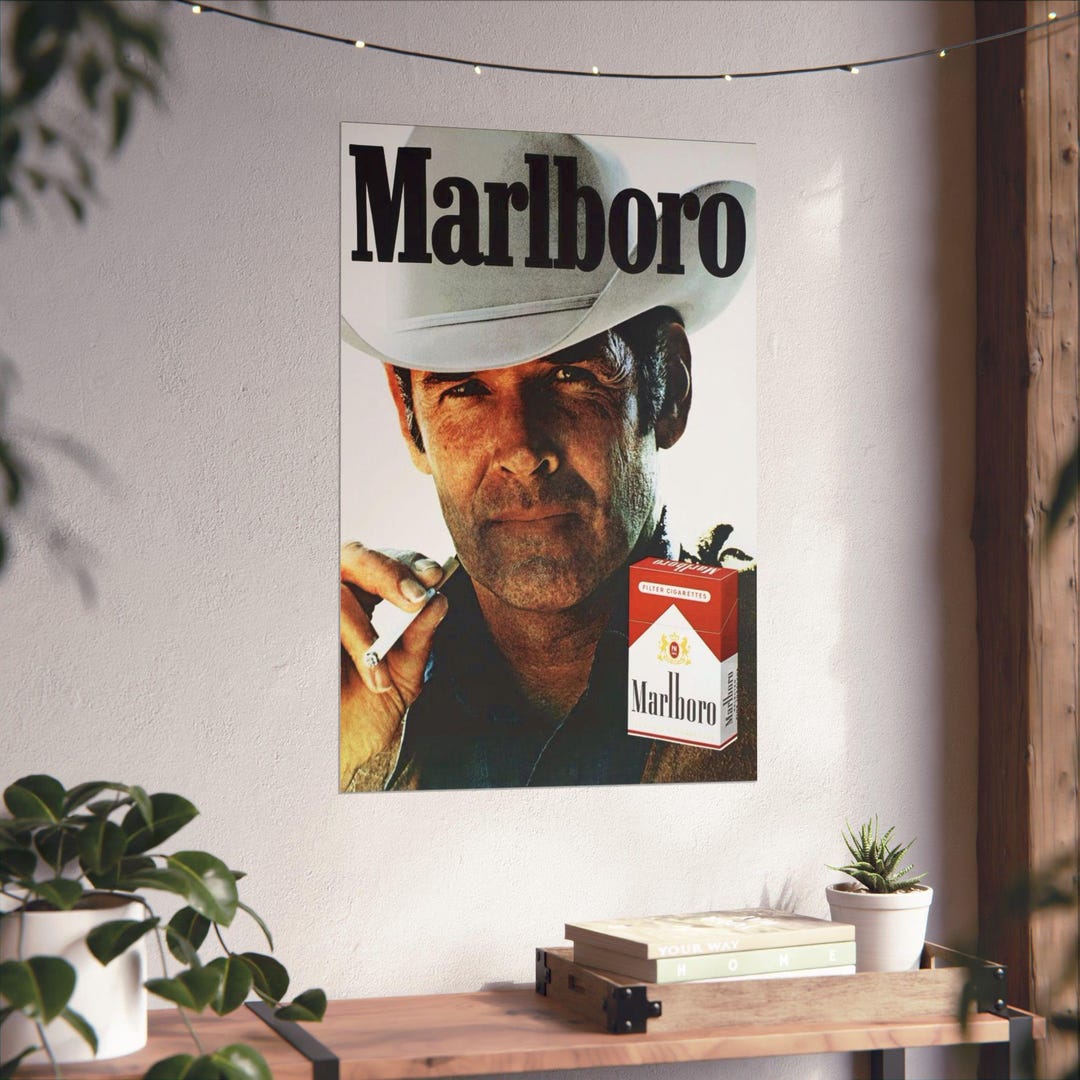 Vintage Marlboro Cowboy Poster, Retro Wall Art, Rustic Home Decor, Gift ...