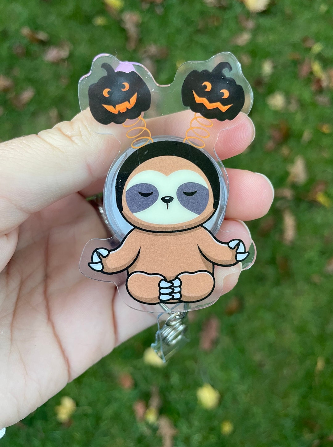 Halloween Sloth Badge Reel With Slide Clip - Etsy