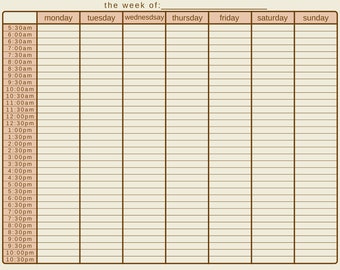 Block Schedule Weekly Planner Template Minimalist Instant - Etsy
