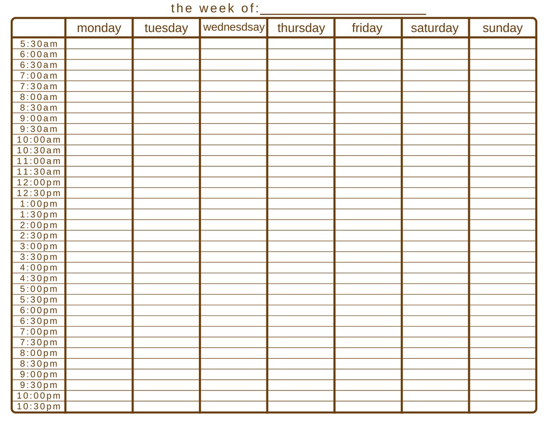 Block Schedule Weekly Planner Template, Minimalist, Instant Download ...