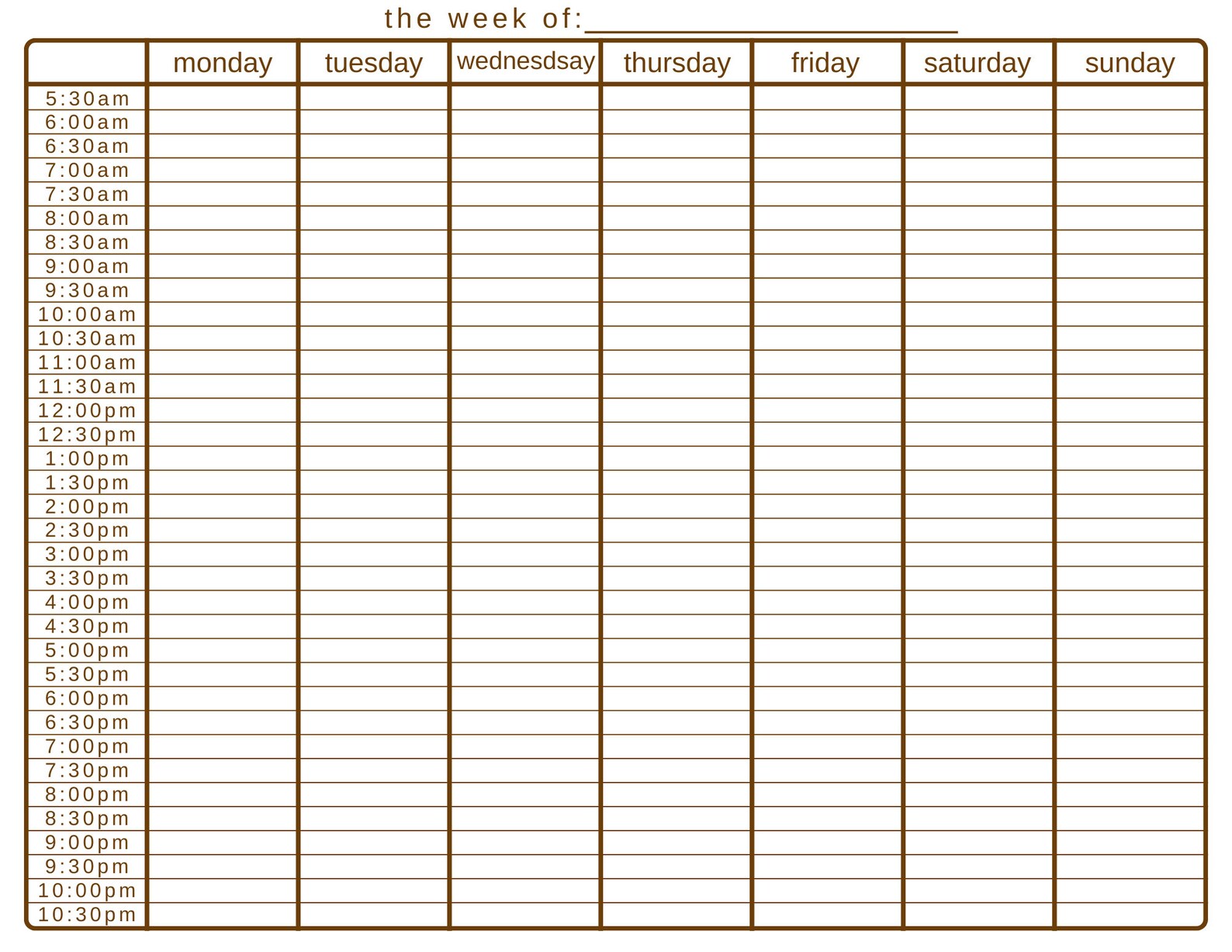 Block Schedule Weekly Planner Template, Minimalist, Instant Download ...