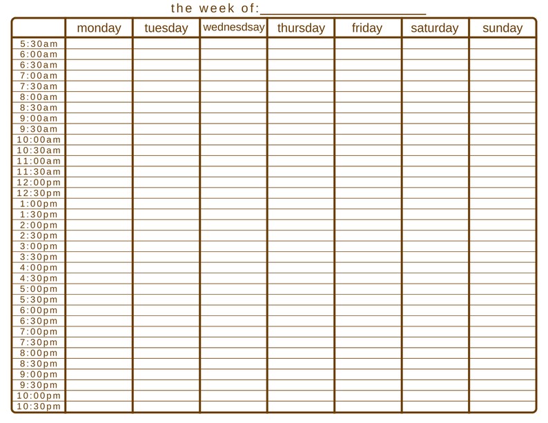 Block Schedule Weekly Planner Template Minimalist Instant - Etsy Canada