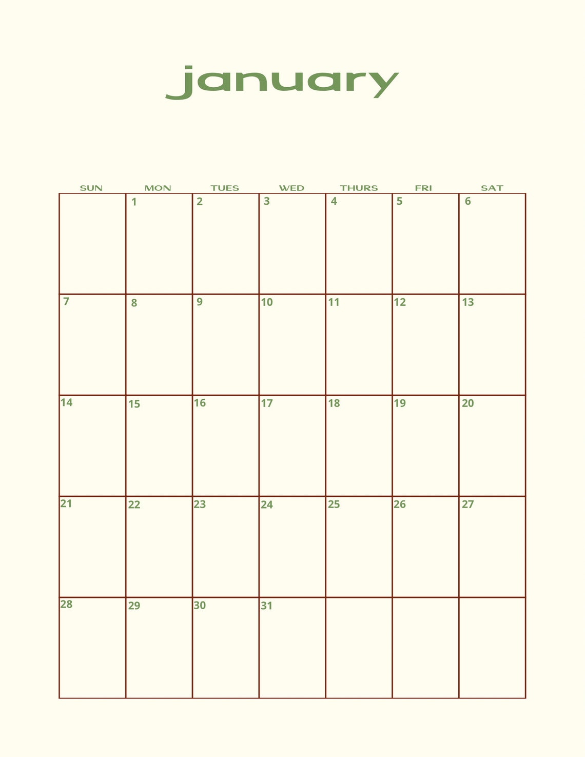 2024 Printable and Downloadable Calendar Aesthetic, Neutral, Blank - Etsy