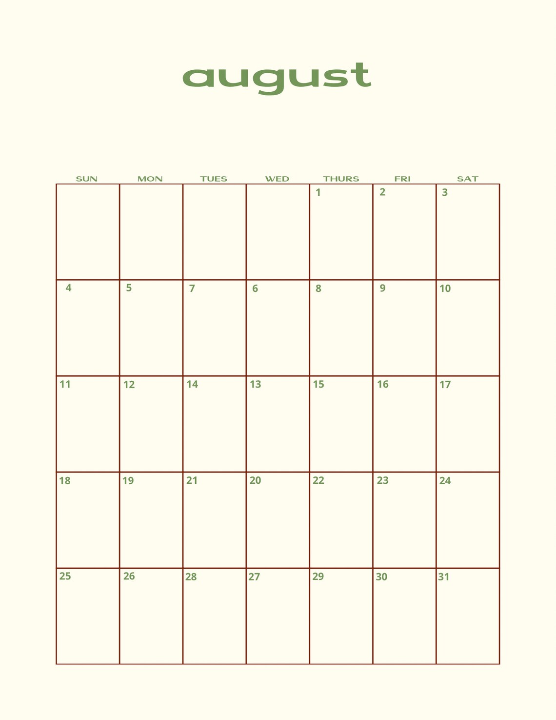 2024 Printable and Downloadable Calendar Aesthetic, Neutral, Blank - Etsy