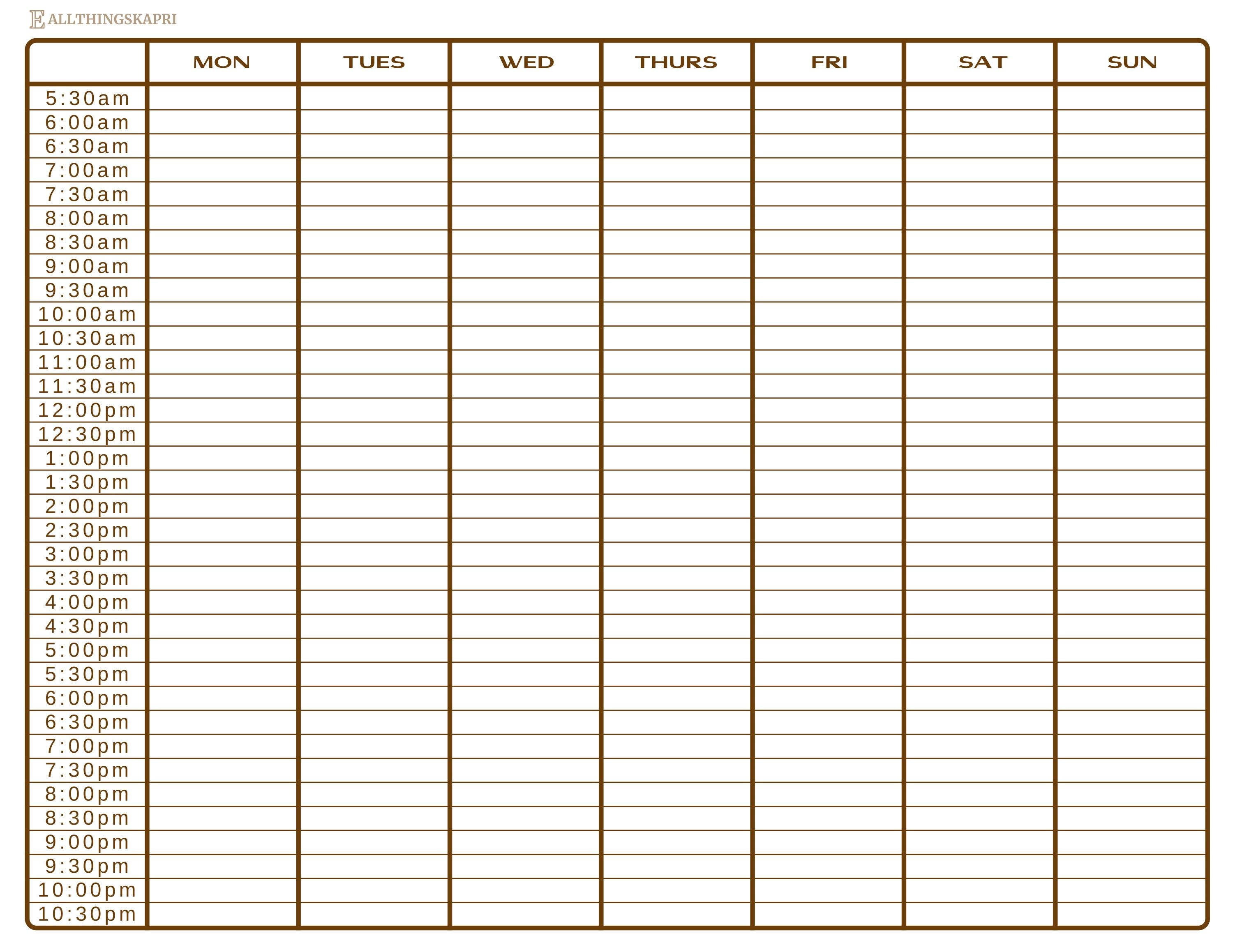 Weekly Time Block Schedule Planner - Neutral, Simple, Easy - Digital ...