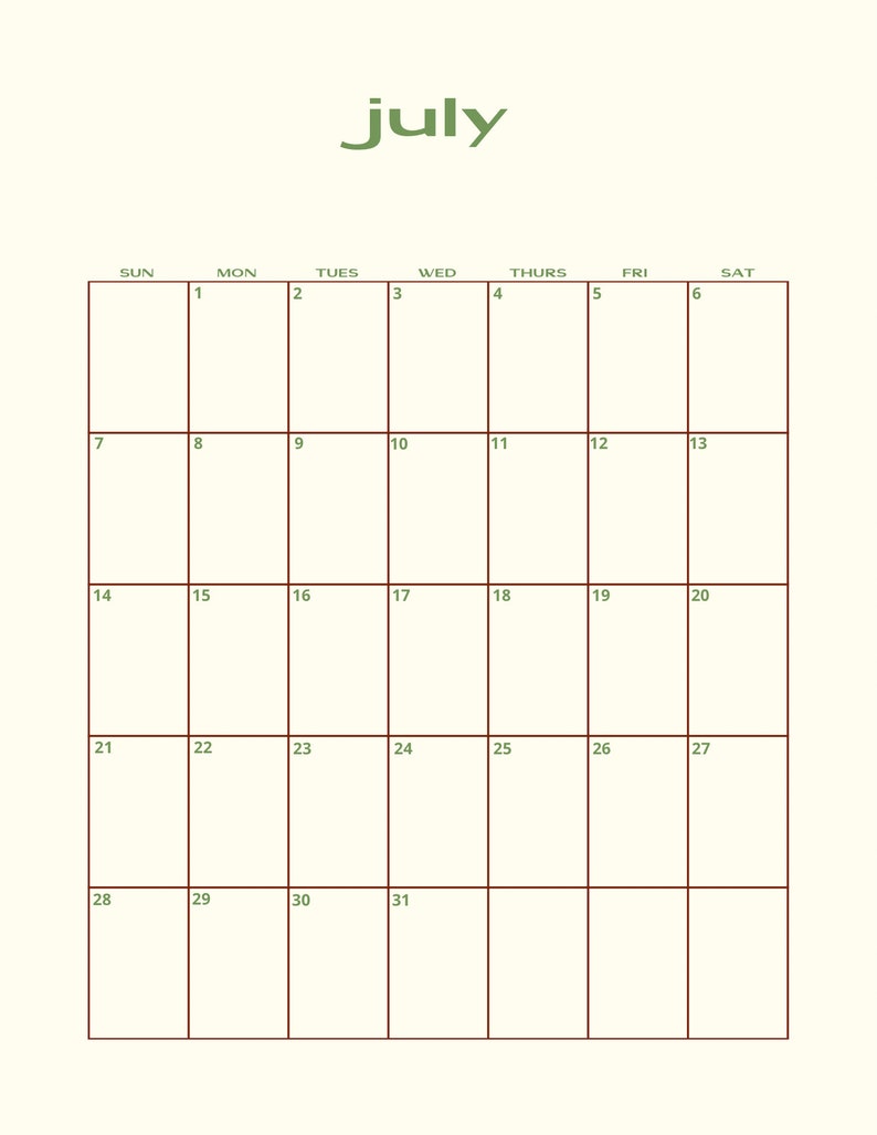 2024 Printable and Downloadable Calendar Aesthetic, Neutral, Blank - Etsy