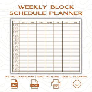 Weekly Time Block Schedule Planner - Neutral, Simple, Easy - Digital ...
