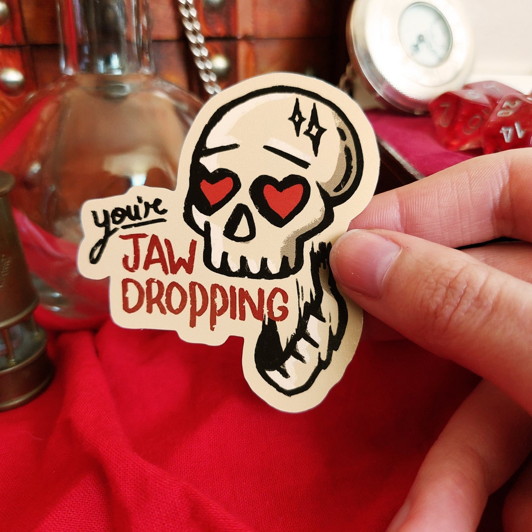Jaw Dropping Skull Sticker Funny Gift Waterproof Geeky - Etsy UK