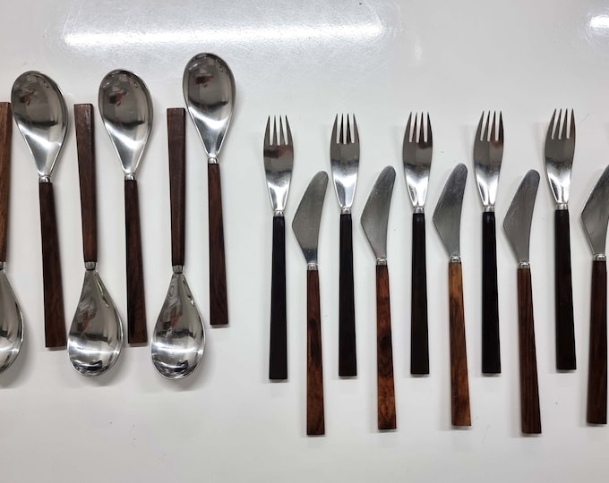 Rosewood & Teak Cutlery by Henning Nørgaard, Vintage Handled Cutlery ...