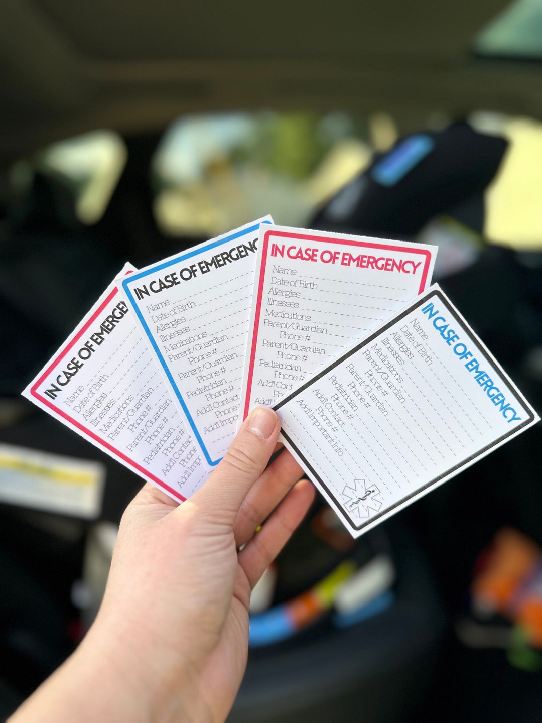 Pack of 5 Vinyl in Case of Emergency Car Seat Sticker, Infant and Child ...