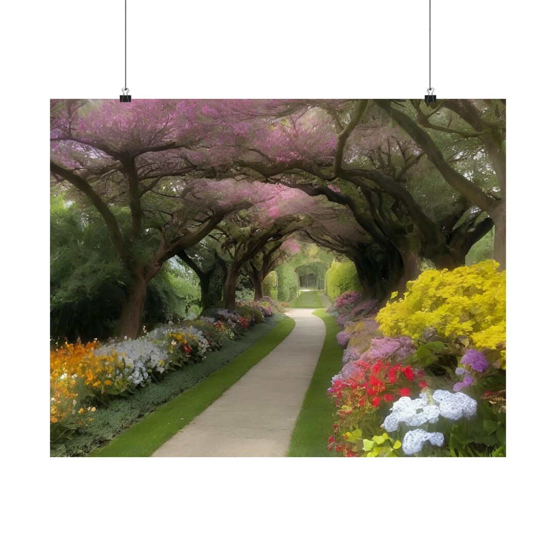 Blooming Canopy Path Canvas. Picturesque Artwork Tree-lined Path ...