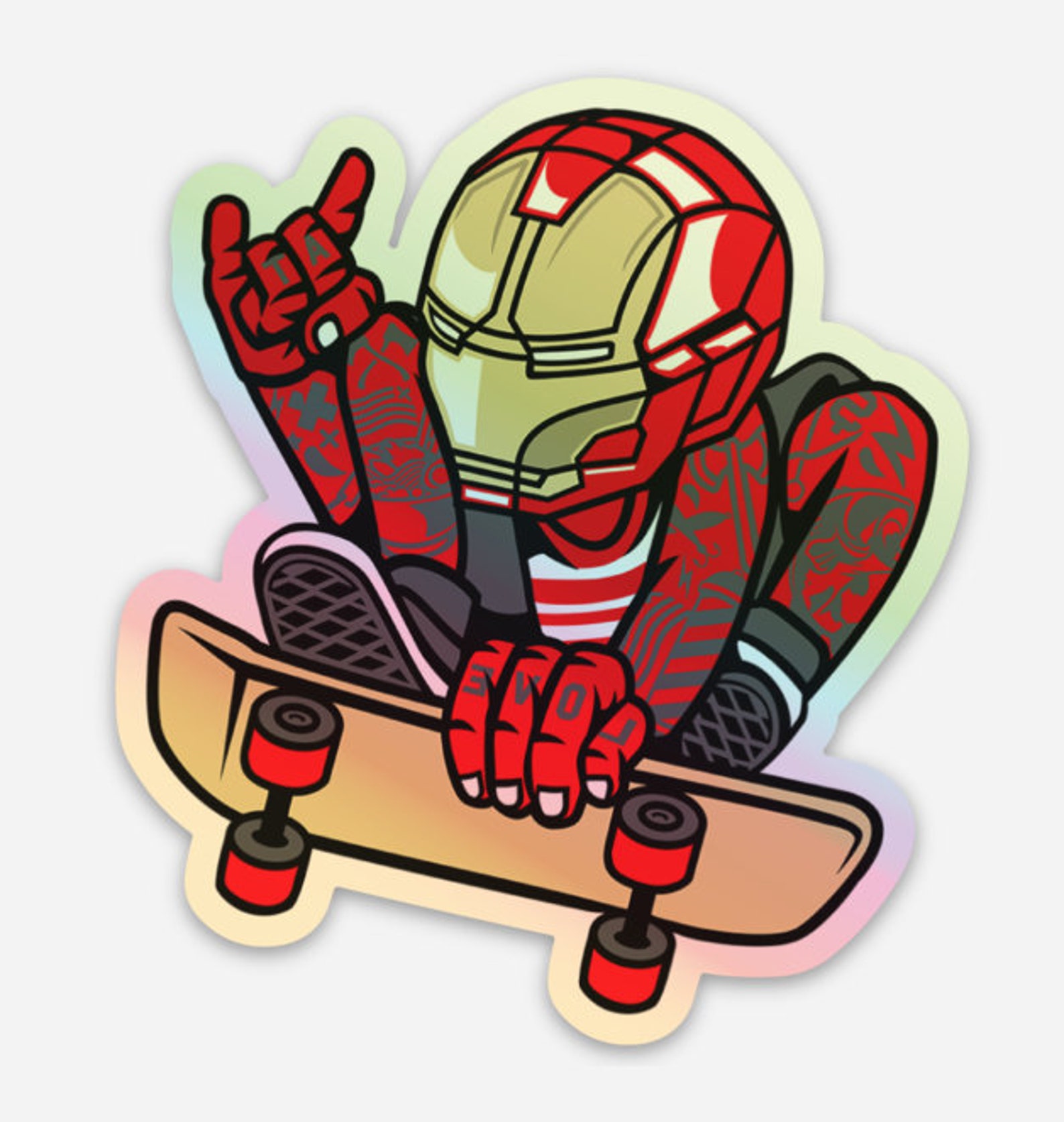 Iron Man Skateboard Holographic Sticker | Etsy