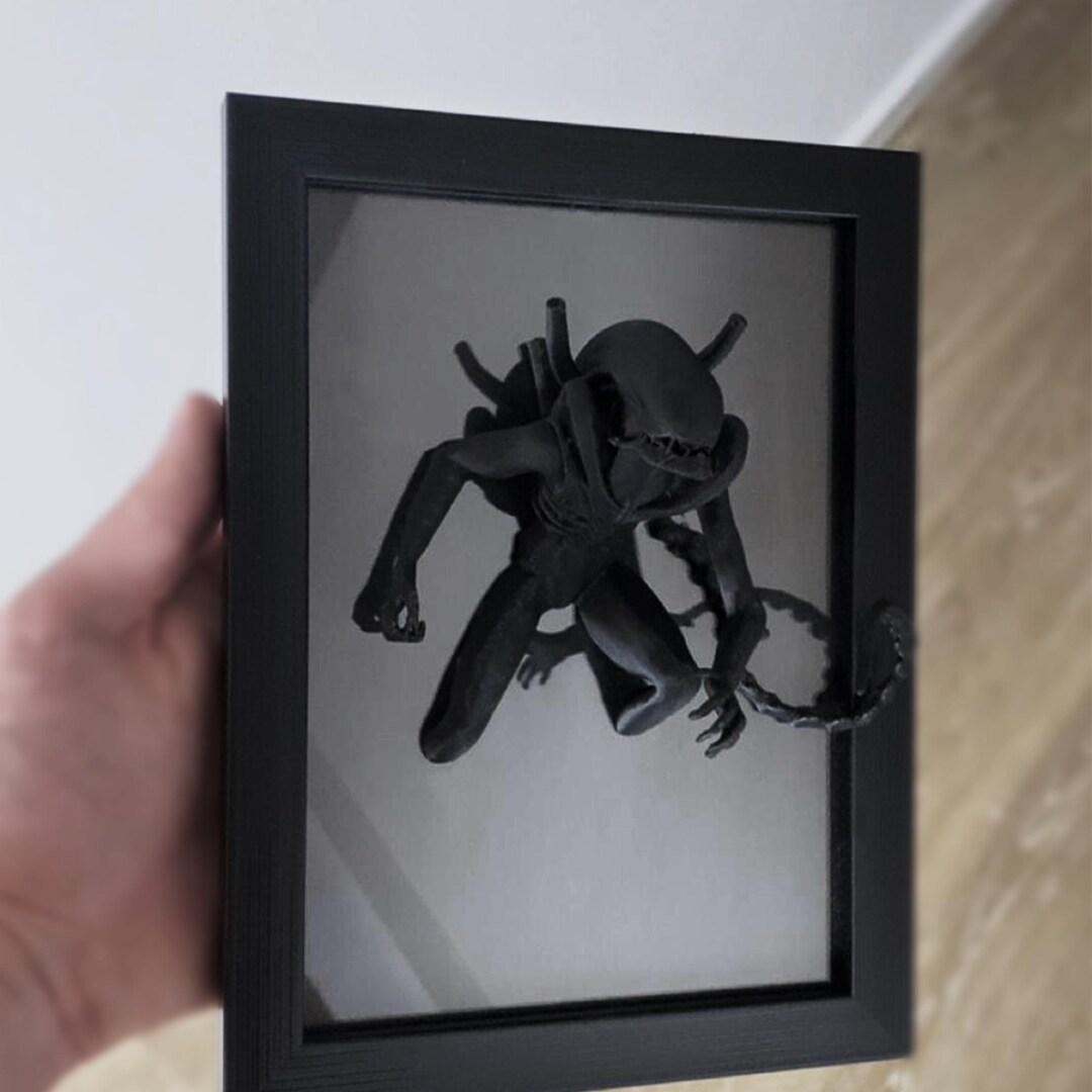 Xenomorph Wall Art 3D Relief Sculpture in Black Frame - Unique Home ...