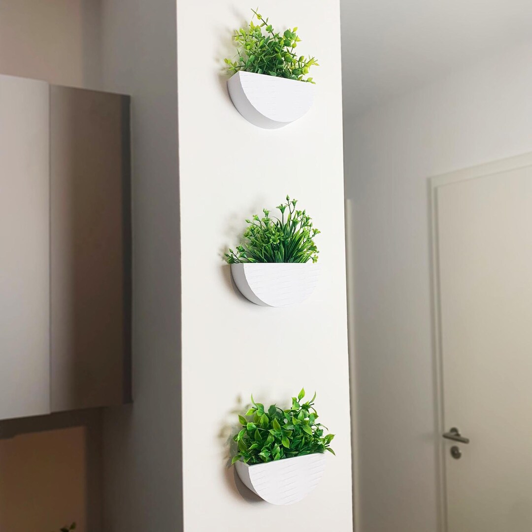 Mid Century Modern Circle Wall Planters Set of 3, Decorative Wall Art, Indoor Home Decor, Boho ...