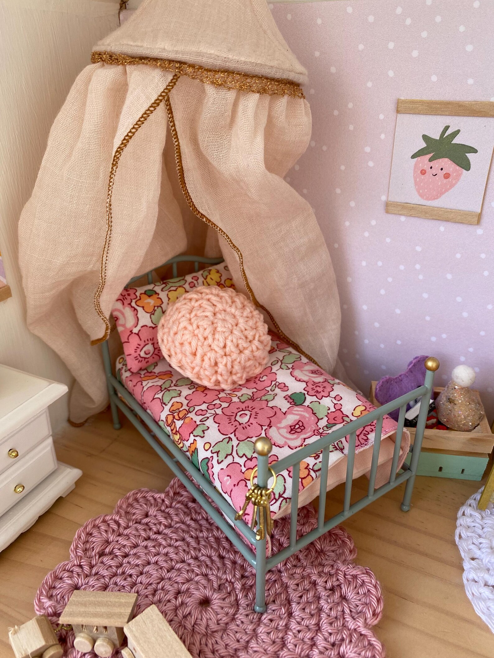 Miniature Bedding Set for Maileg Single Bed - Floral Print - Etsy