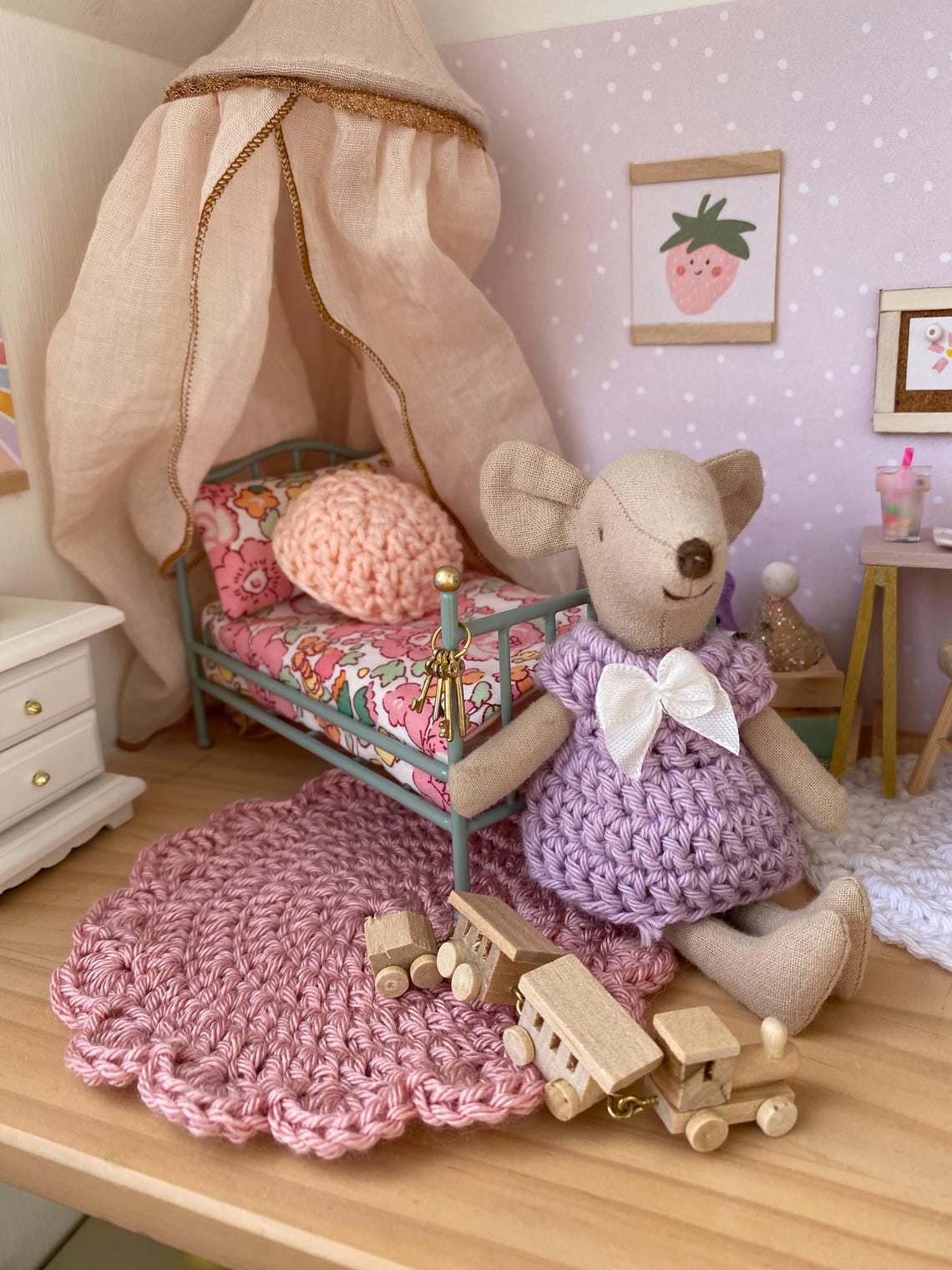 Miniature Bedding Set for Maileg Single Bed - Floral Print - Etsy