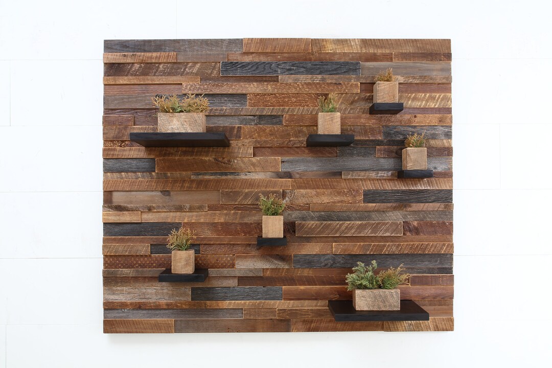Reclaimed Wood Floating Shelf Artwork, Large Wall Art, Wood Wall Art ...