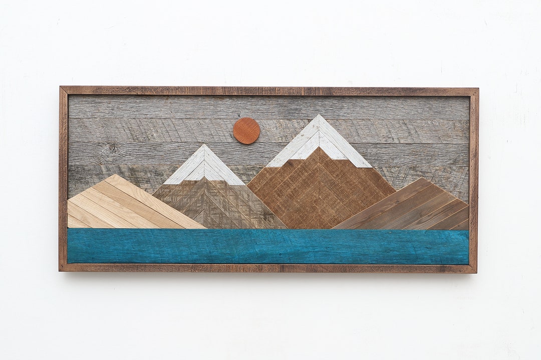 Wood Mountain Wall Art, Rustic Mountains, Wood Wall Art, Wooden ...