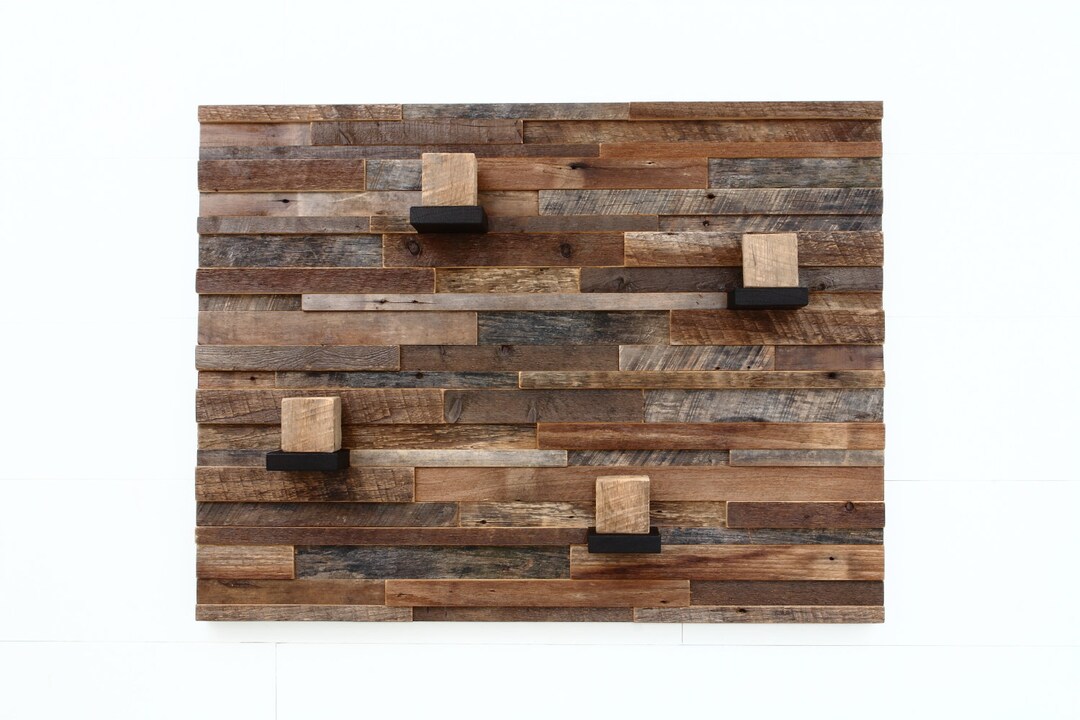 Reclaimed Wood Floating Shelf Artwork, Large Wall Art, Wood Wall Art ...