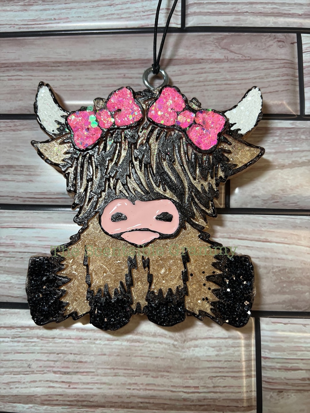 Highland Cow With Bows Car Freshie Large Air Freshener for Car Aroma ...